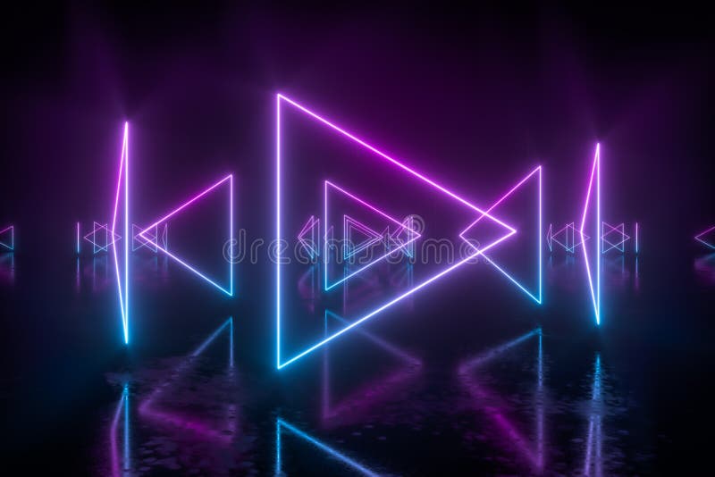 Geometric Figures and Neon Lights,abstract Conception,3d Rendering ...