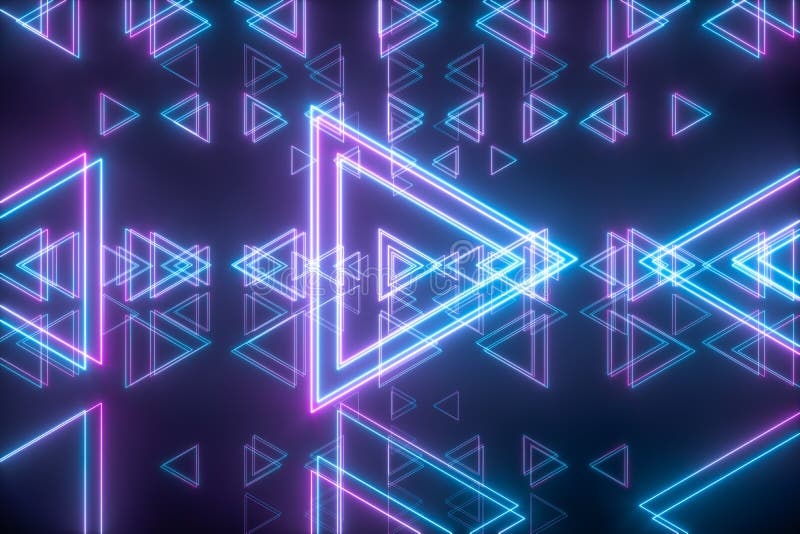 Geometric Figures and Neon Lights,abstract Conception,3d Rendering ...