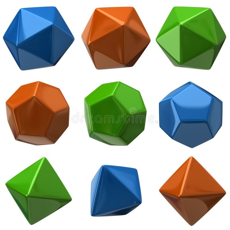 Realistic 3D Color Basic Shapes. Solid Colored Geometric Forms ...