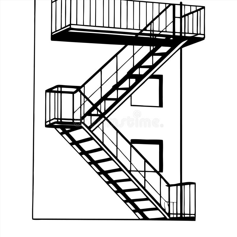 Geometric Fire Escape Vector Illustration Architectural Design Stock ...