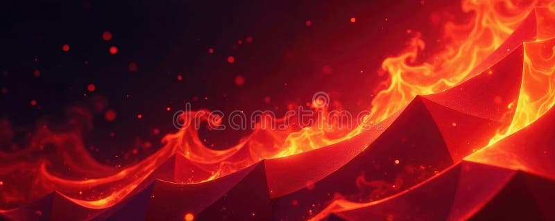 Geometric Fire Shapes, Sharp Angles, Deep Crimson Tones, Contemporary ...