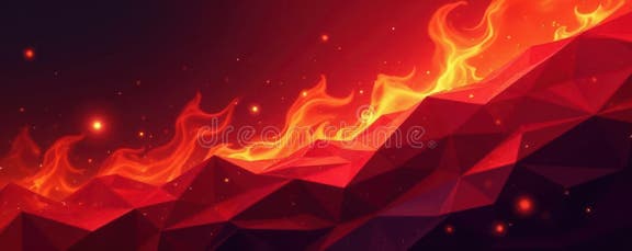 Geometric Fire Shapes, Sharp Angles, Deep Crimson Tones, Vector Graphic ...