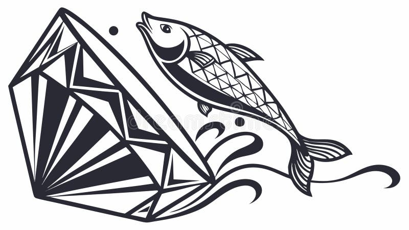 Geometric Fish with Diamond Texture Vector, Modern Marine Art, Vector ...
