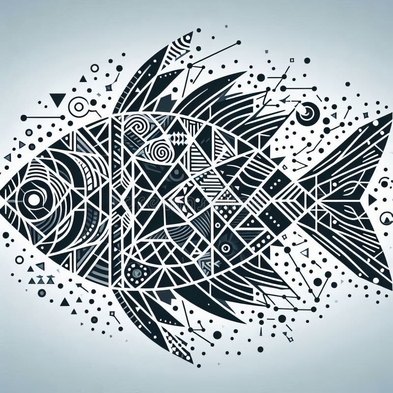 Geometric Fish Fish Shapes Created Using Triangles and Lines Stock ...
