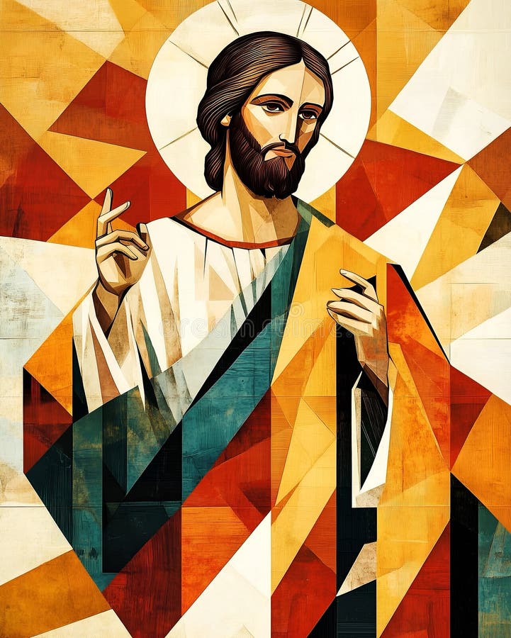 Geometric Flat Art of Jesus Christ Stock Illustration - Illustration of ...