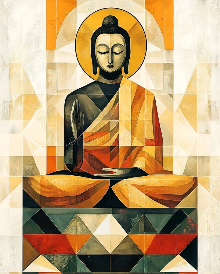 Geometric Flat Art of Meditating Buddha Stock Illustration ...