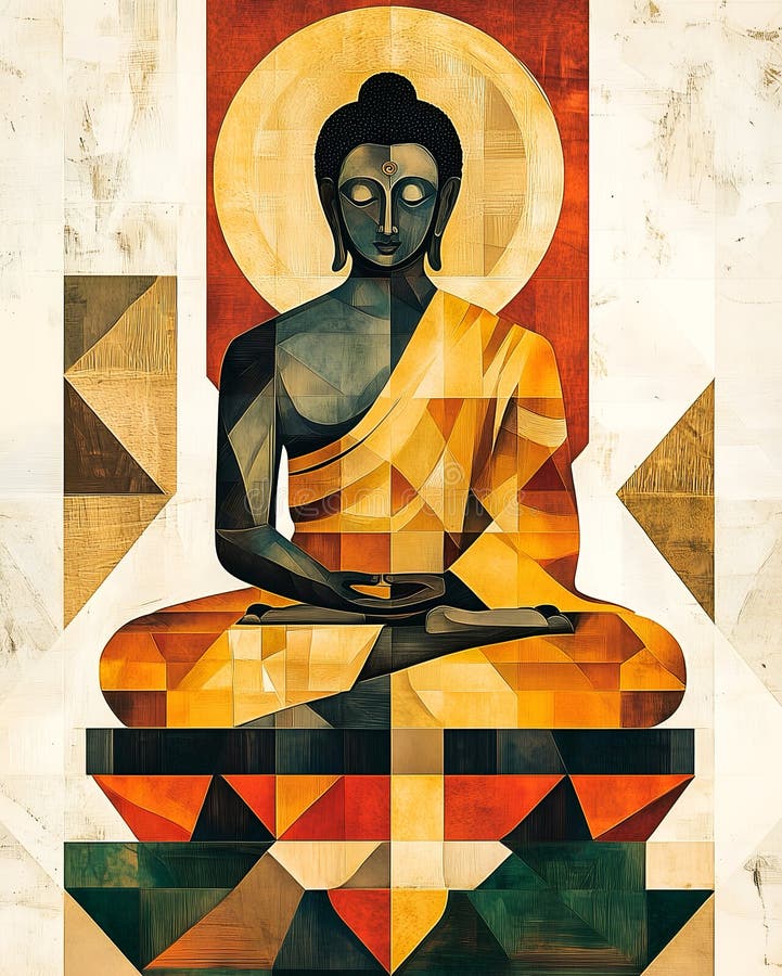 Geometric Flat Illustration of Meditating Buddha Stock Illustration ...