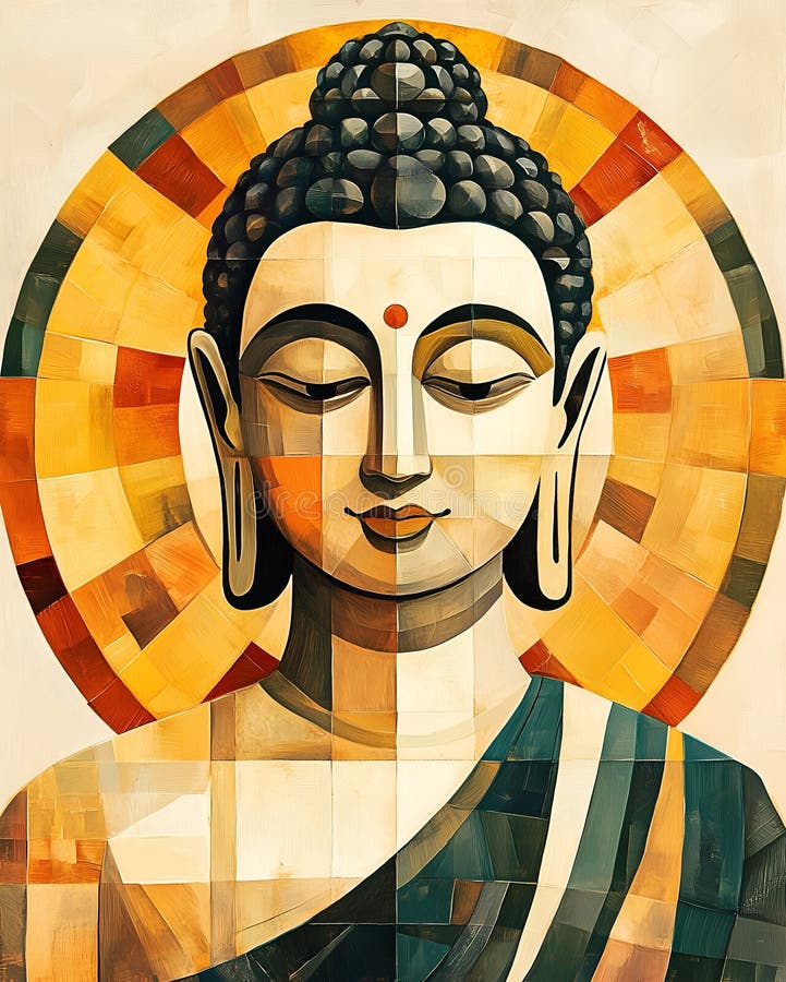 Geometric Flat Illustration of Meditating Buddha Stock Illustration ...