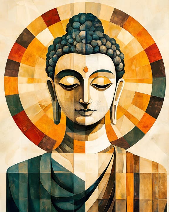 Geometric Flat Illustration of Meditating Buddha Stock Illustration ...
