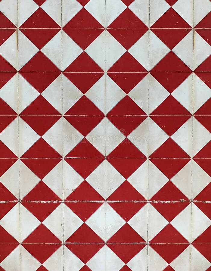 Geometric Floor Background with Red and White Rhombuses. Red and White ...