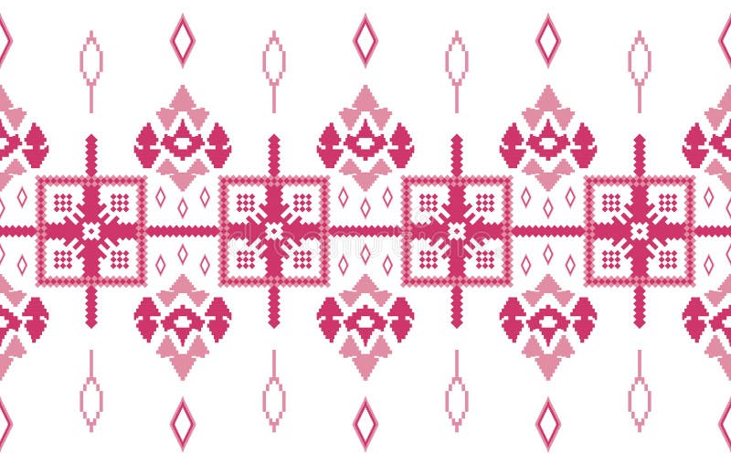 Geometric Floral Ethnic Fabric Seamless Pattern White Backdrop ...