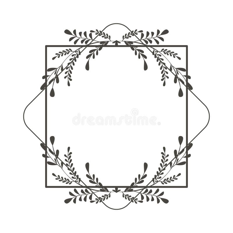 Geometric Floral Frame Leaves Stock Vector - Illustration of isolated ...