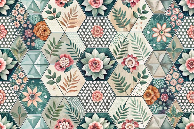 Geometric Floral Fusion a Modern Design. Generative AI Stock ...