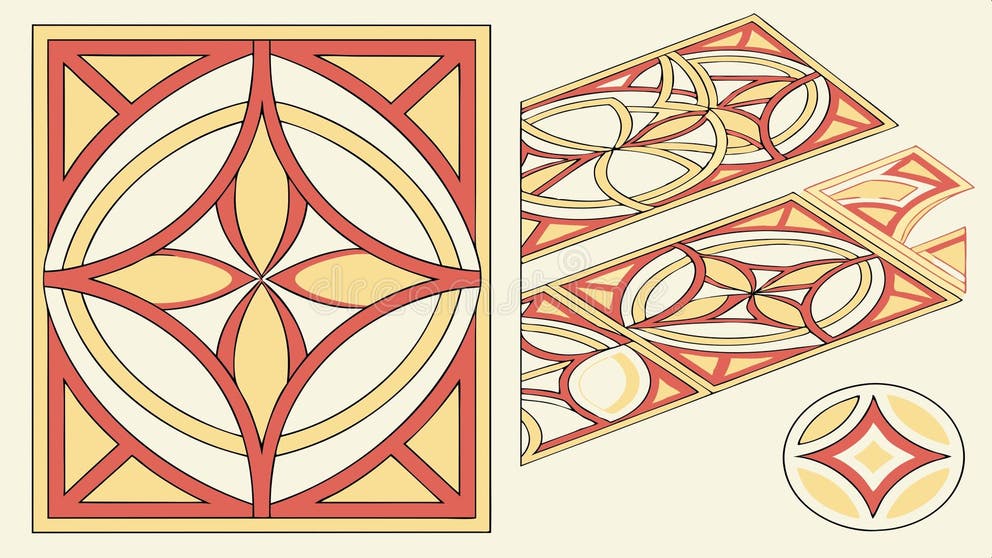 Geometric Floral Pattern with Square and Diamond Grid Vector Design ...