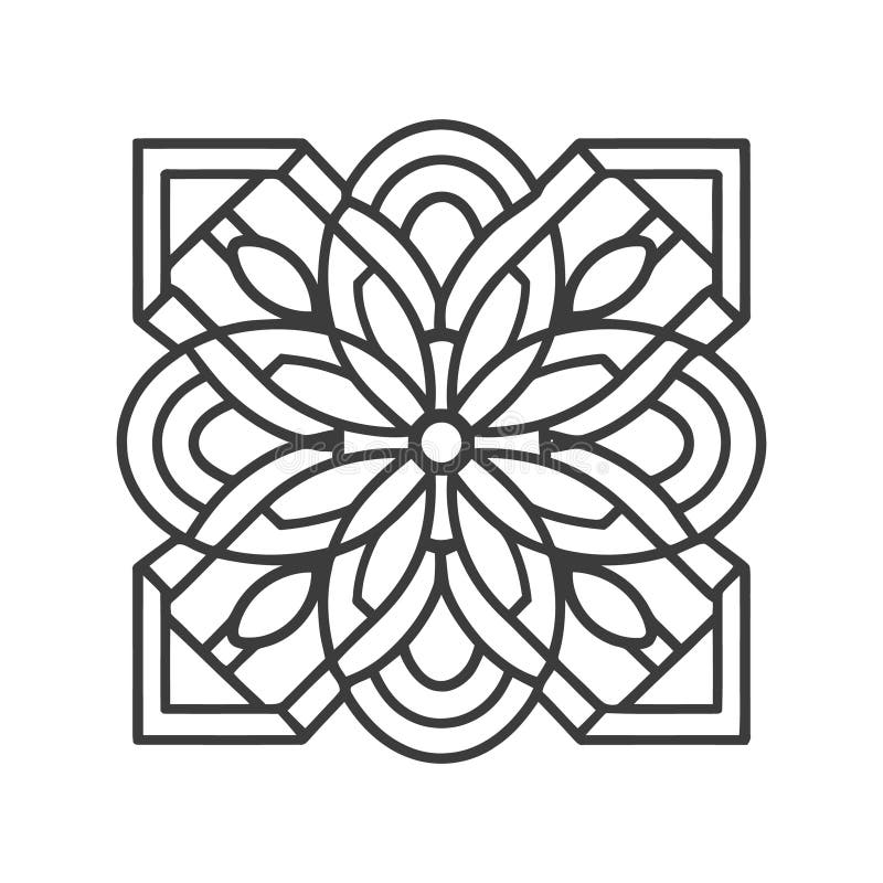 Geometric Mandala Design: Elegant Black and White Line Art Pattern ...
