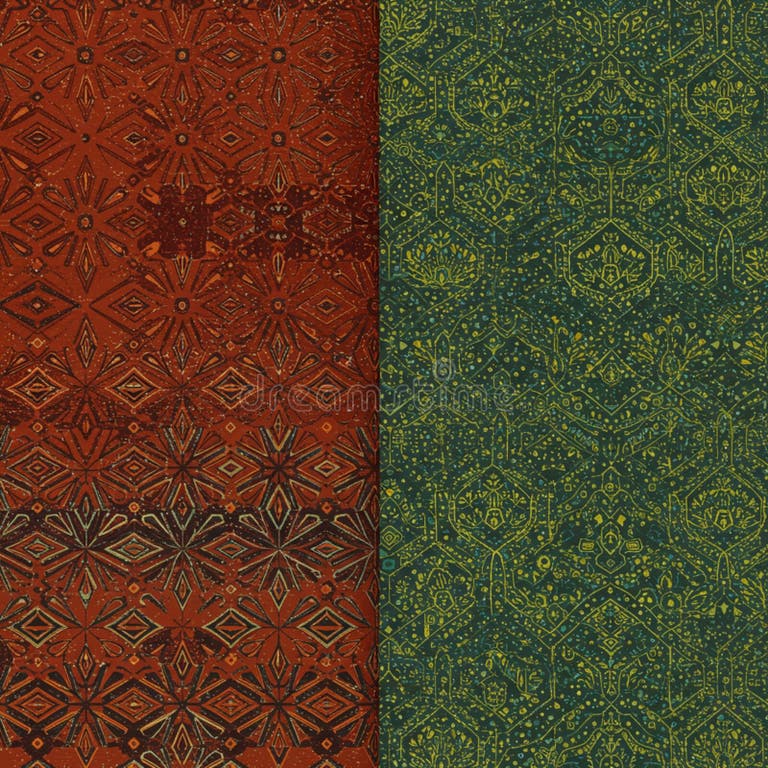 Geometric and Floral Patterns Form Two Distinct Sections, Divided ...