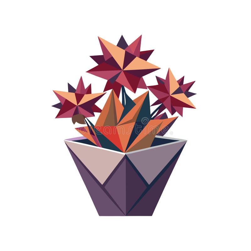 Geometric Flower Arrangement in Angular Pot - Modern Minimalist Art ...