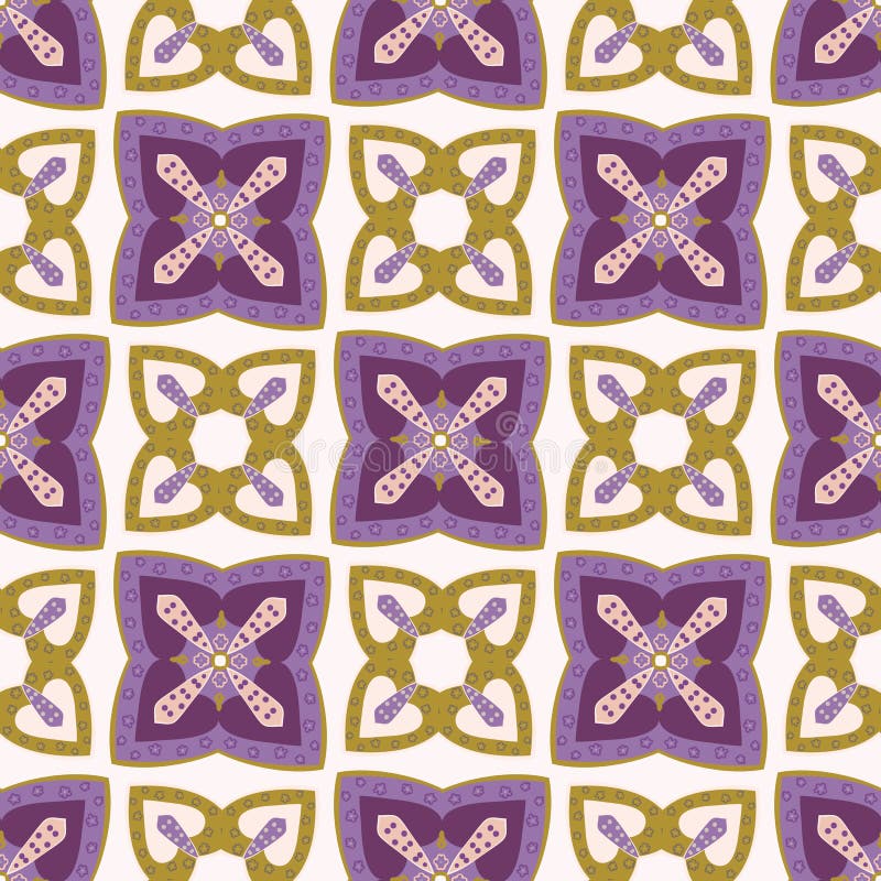 Geometric Flower Quilt Grid Pattern. Seamless Repeating Stock Vector ...