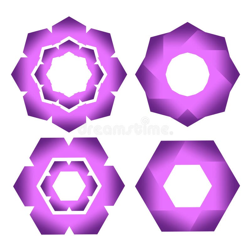 Geometric Flower Shapes, Purple Vector Forms, Modern Abstract Gradient Icons. Stock Vector ...