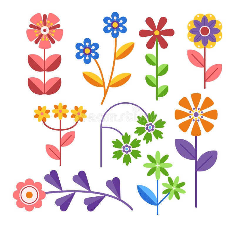 Geometric Flowers Vector Collection Features Intricately Designed ...