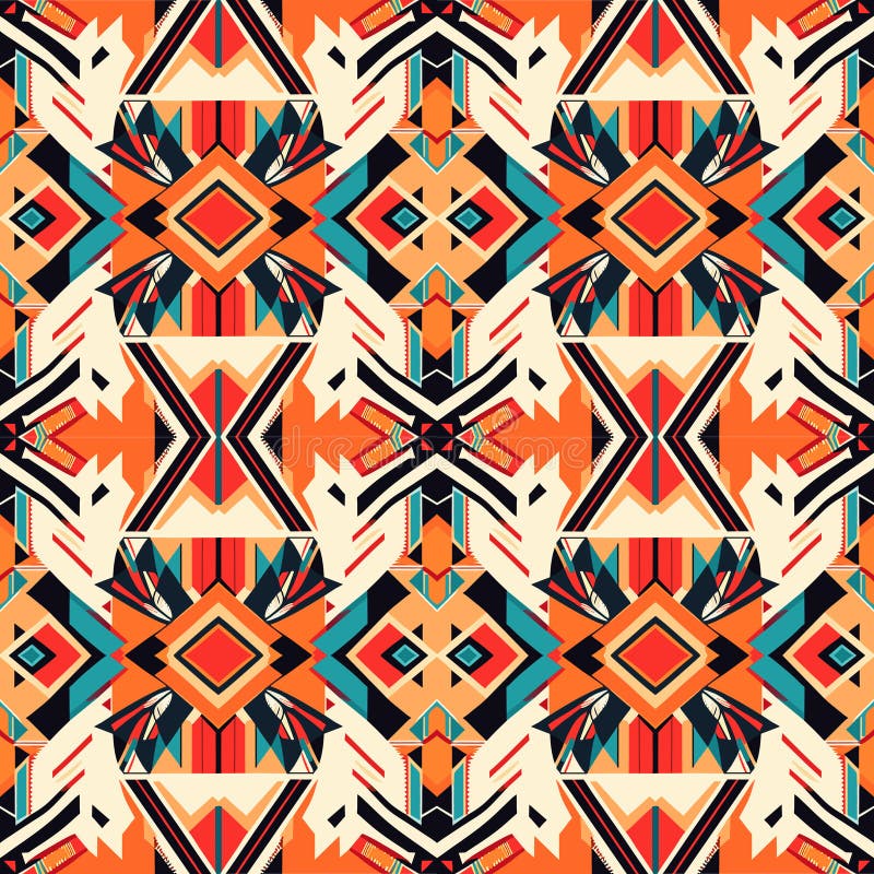 Ikat Geometric Folklore Ornament Tribal Ethnic Vector Texture Stock