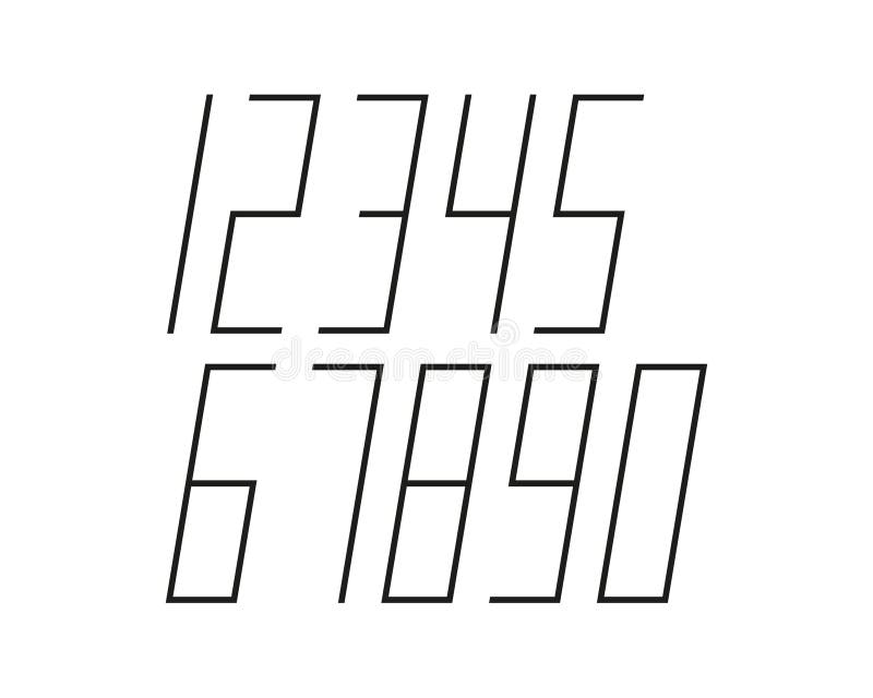 Set 5 Geometric Font Line Digital Effect Design Numbers Futurist Stock