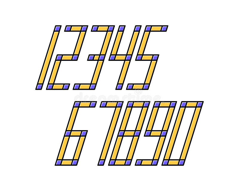 Set 5 Geometric Font Line Digital Effect Design Numbers Futurist Stock