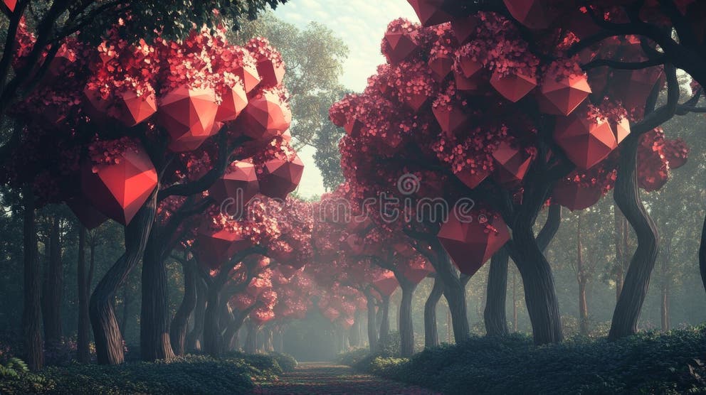 Geometric Forest Pathway - Digital Art Stock Illustration ...