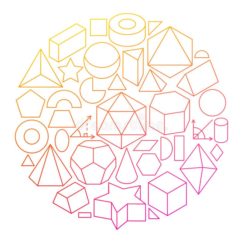 Geometric Forms Line Icon Circle Design Stock Vector - Illustration of ...