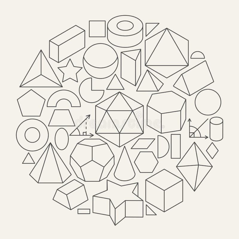 Geometric Forms Line Icons Circle Stock Vector - Illustration of ...