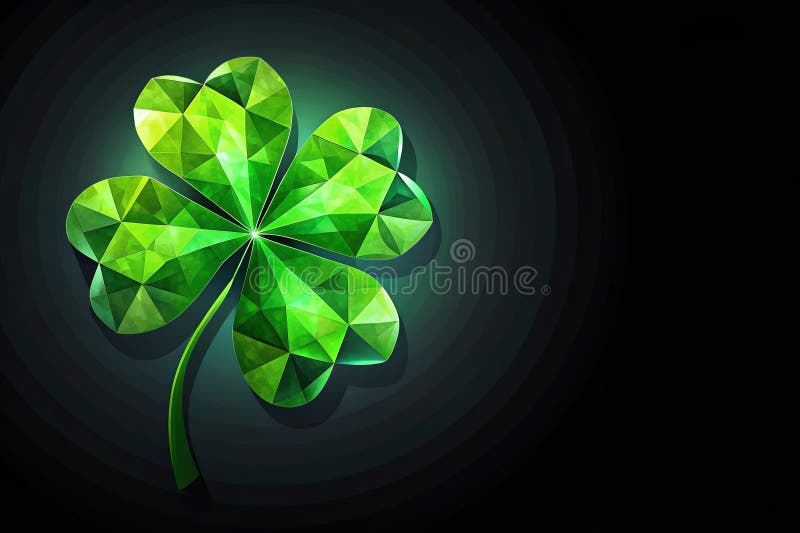 Geometric FourLeaf Clover a Lucky Polygon Symbol on a Striking Black ...