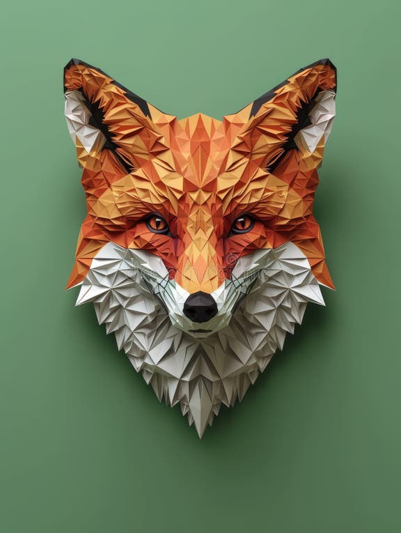 Geometric fox head art stock illustration. Illustration of origami ...