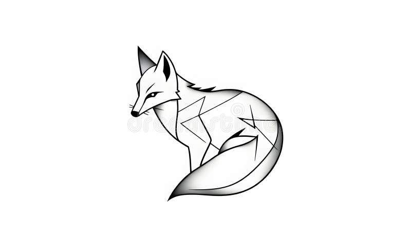 Geometric Fox Illustration: a Stylish Black and White Design Stock ...