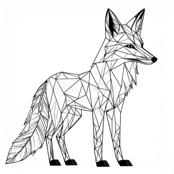 Geometric Fox Illustration with Triangle Pattern on White Background Art Design Stock ...