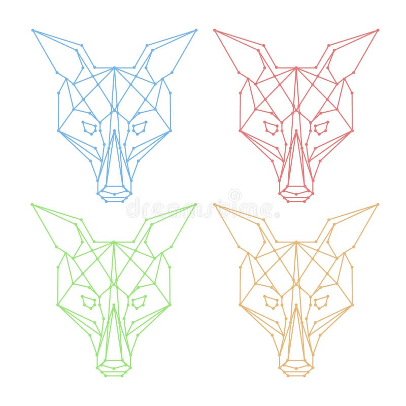 Geometric fox logo set stock vector. Illustration of triangle - 70448108