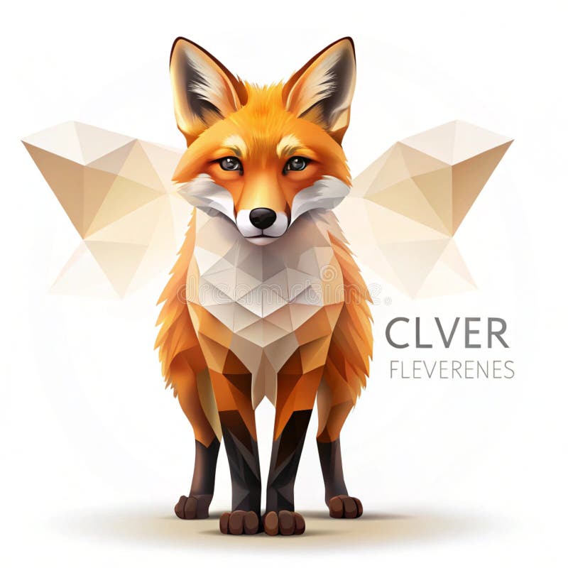 Geometric Fox with Pointed Ears Stock Illustration - Illustration of ...