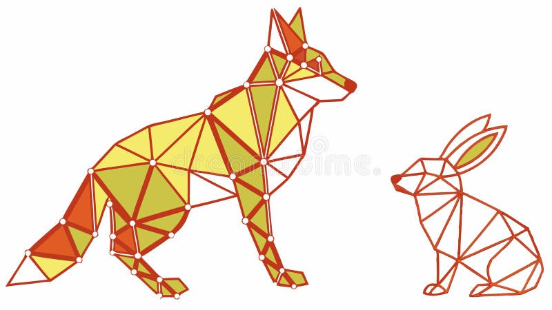 Geometric Fox and Rabbit Vector Illustration, Vector Design Generative ...