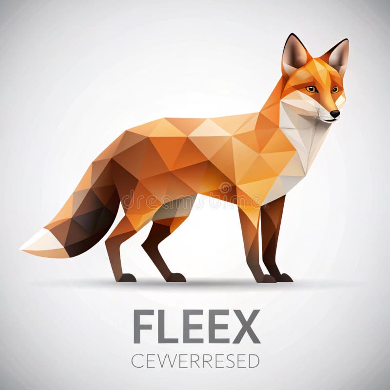 Geometric Fox with Simple Tail Design Stock Illustration - Illustration ...