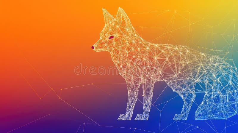 Geometric Fox Website Banner Design on Gradient Background from Orange ...