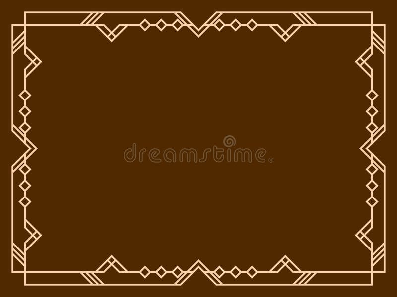 Geometric Frame of Beige Lines on a Brown Background. Linear Border ...