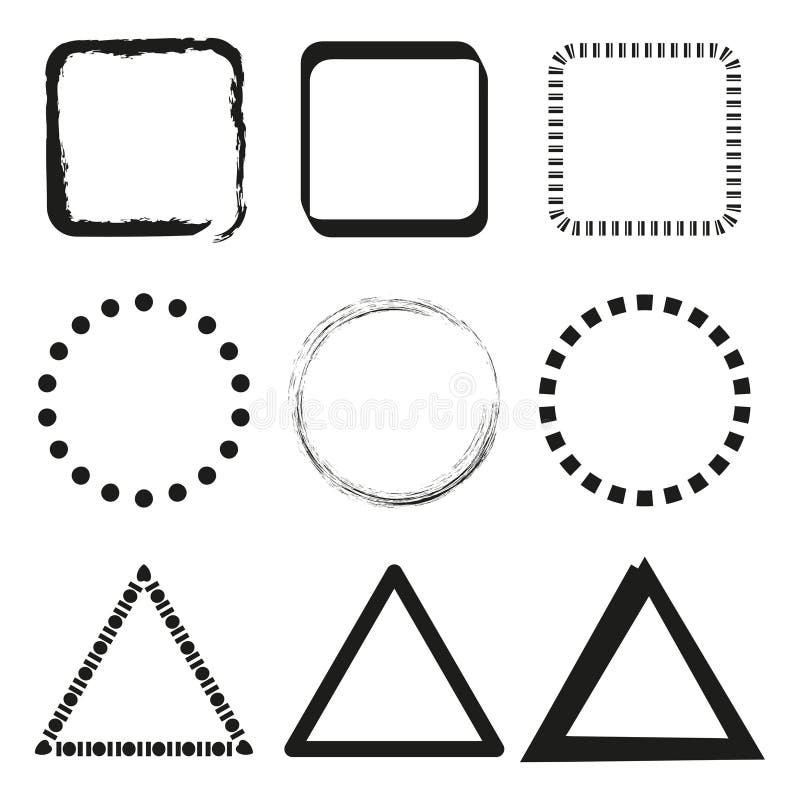Geometric Frame Collection. Square Triangle Shapes. Vector Outline Borders. Basic Form Elements ...