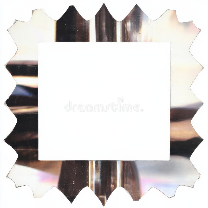 Geometric Frame Featuring Jagged Borders and Metallic Finish, Vintage ...