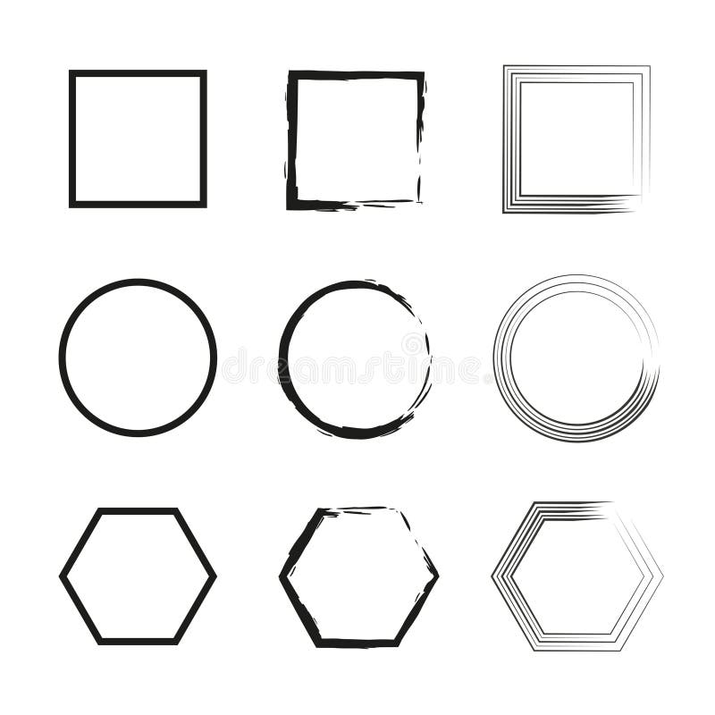 Geometric Frame Set. Bold Outlined Shapes. Minimal Artistic Borders ...