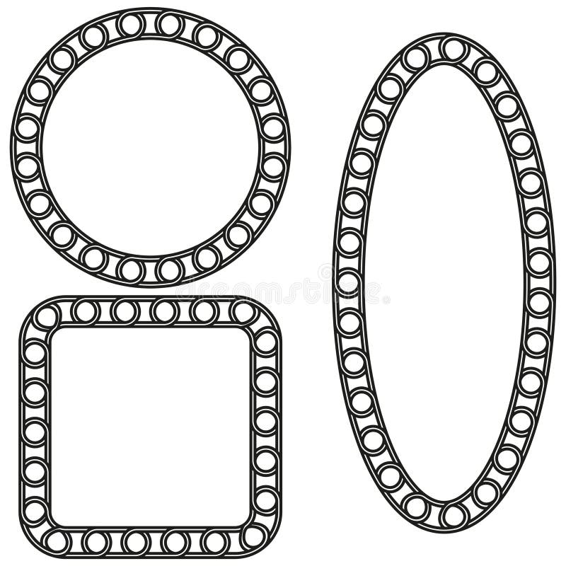 Geometric Frame Set. Oval Square Round. Repeating Ring Outline. Vector ...