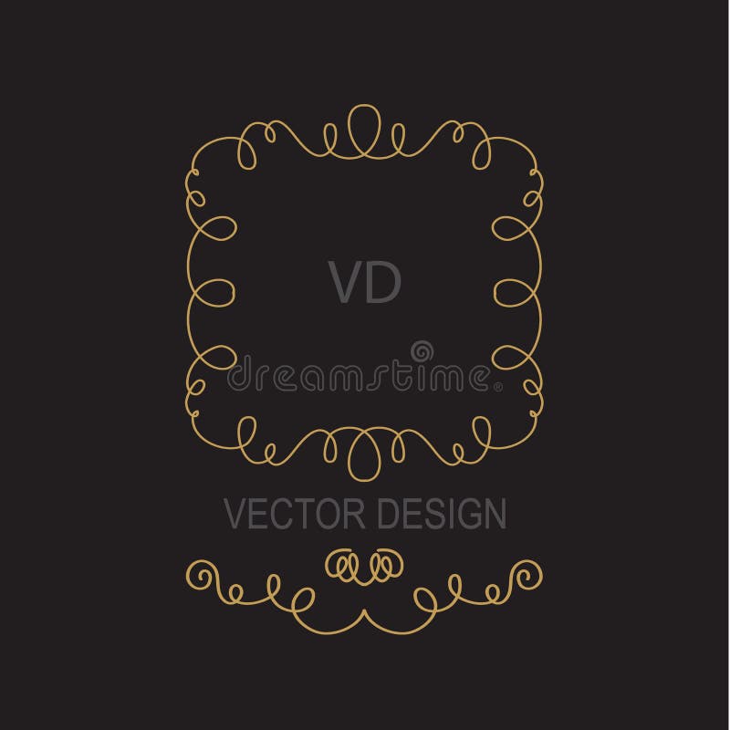 Geometric Frame in Trendy Mono Line Style. Gold Stock Vector ...
