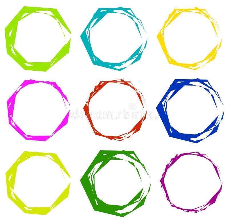 Geometric Frames. Set of Edgy Geometric Circular Frames Stock Vector ...