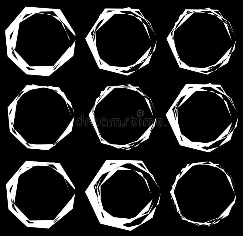 Geometric Frames. Set of Edgy Geometric Circular Frames Stock Vector ...