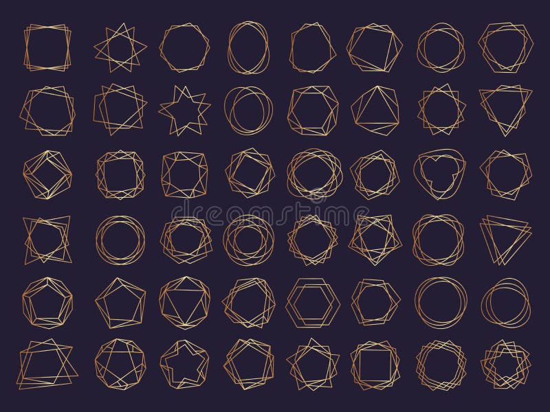 Geometric Frames Set Polygon Shapes and Borders Creative Lined Abstract ...