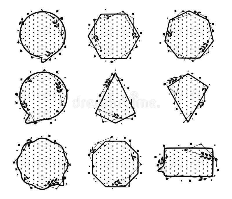 Geometric Frames and Speech Bubbles with Leaves Stock Illustration ...