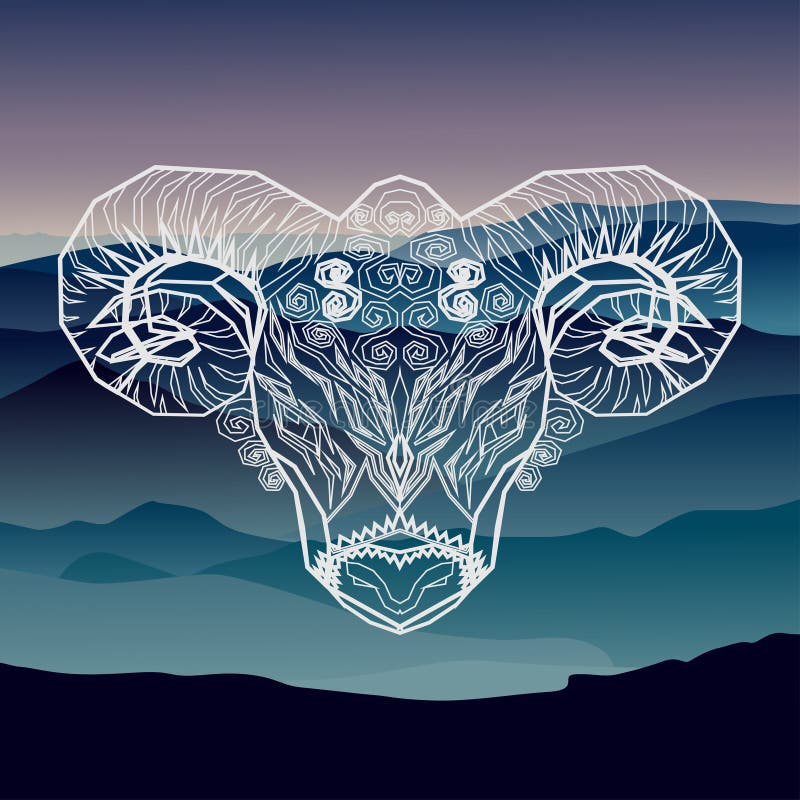 Geometric front ram stock vector. Illustration of mascot - 64858657